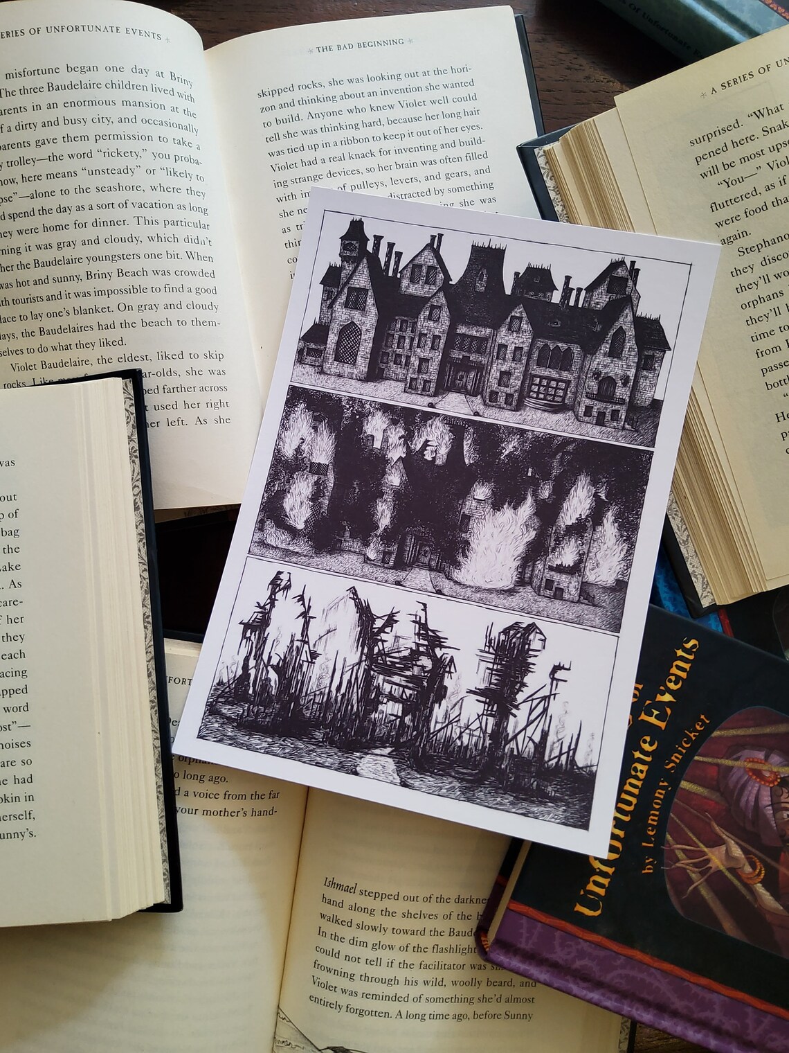 The Bad Beginning the Baudelaire Mansion Fire print, A Series of ...