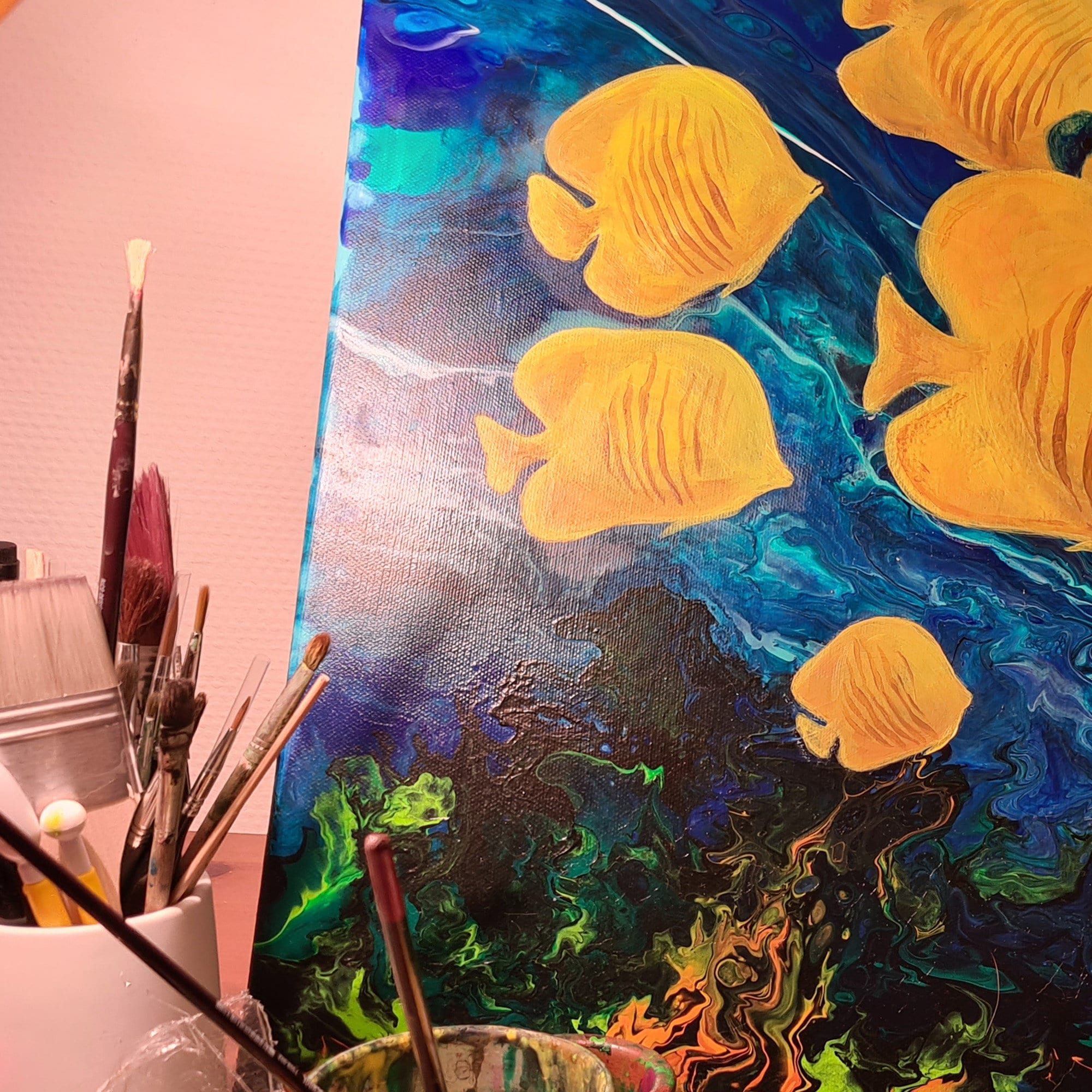 Yellow Fish Painting Handmade Unique Origina - Etsy