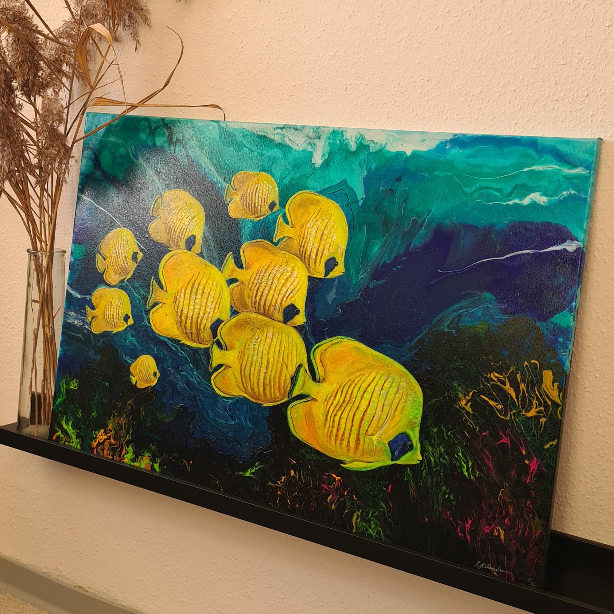 Yellow Fish Painting Handmade Unique Origina - Etsy