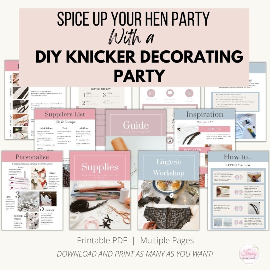 DIY Hen Party Knicker Decorating Activity Guide (printable PDF) - Etsy