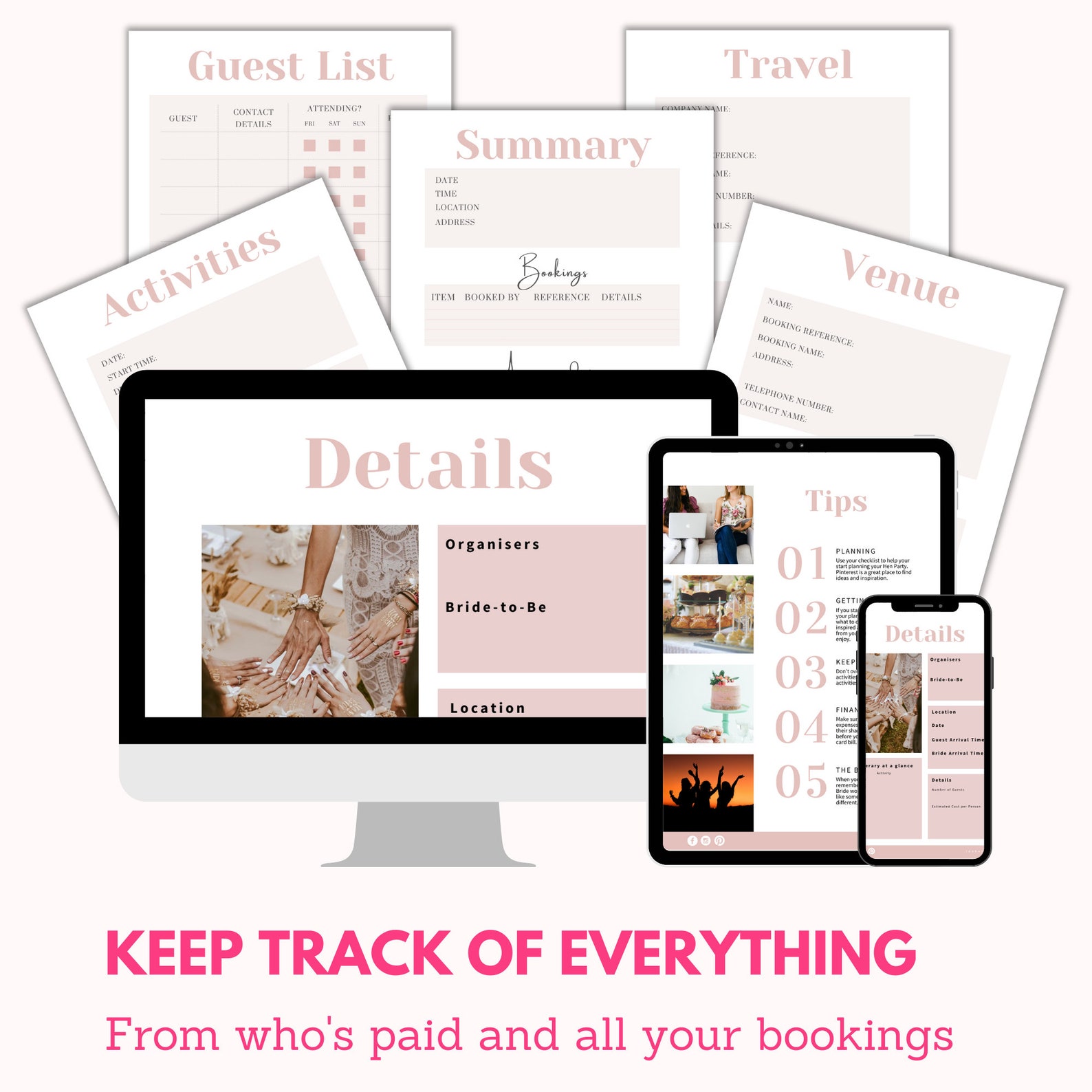 Hen Party Planner: Checklist, Budget, Guest List (printable PDF) - Etsy
