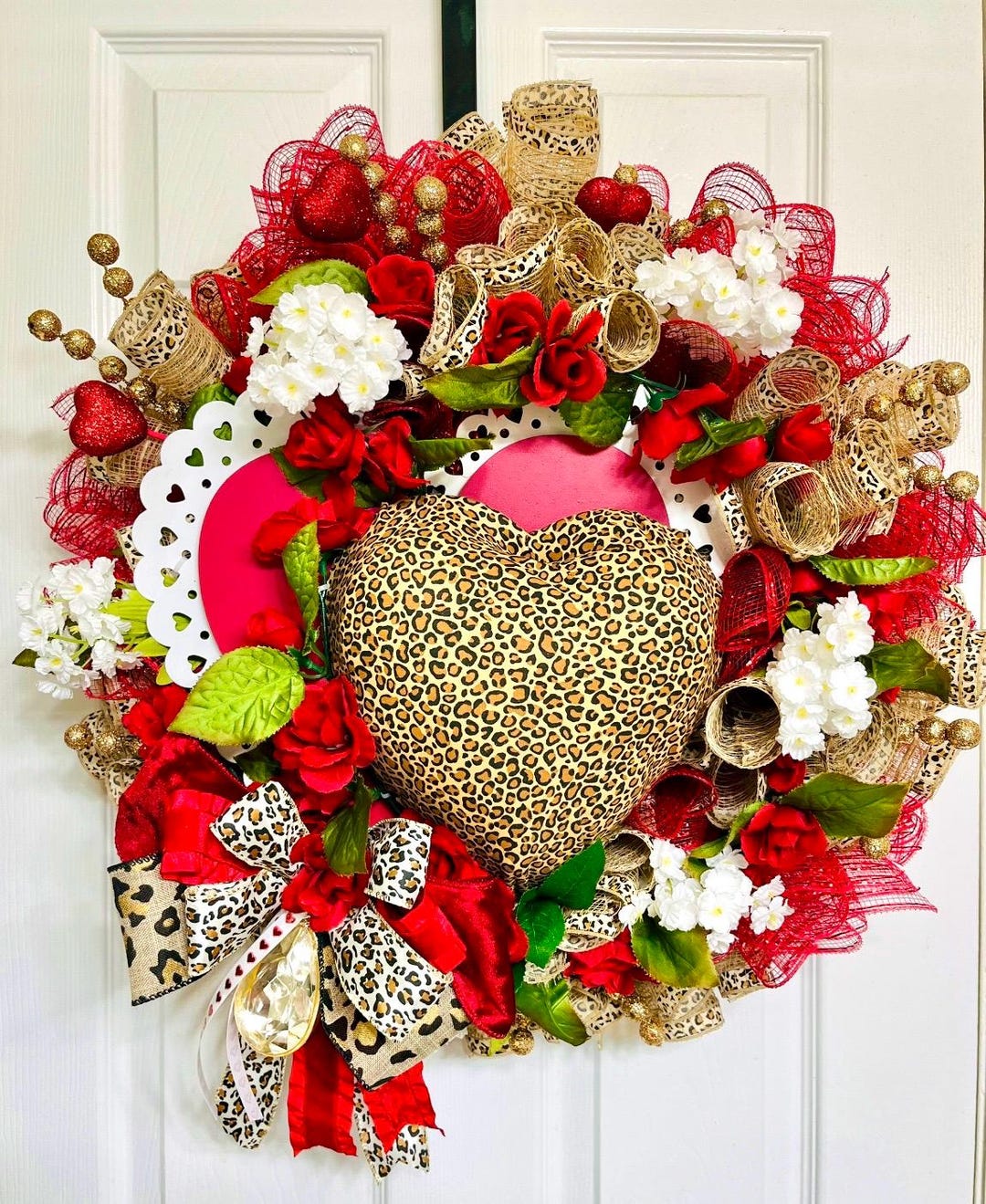 Cheetah Valentine’s Day Wreath. - Etsy