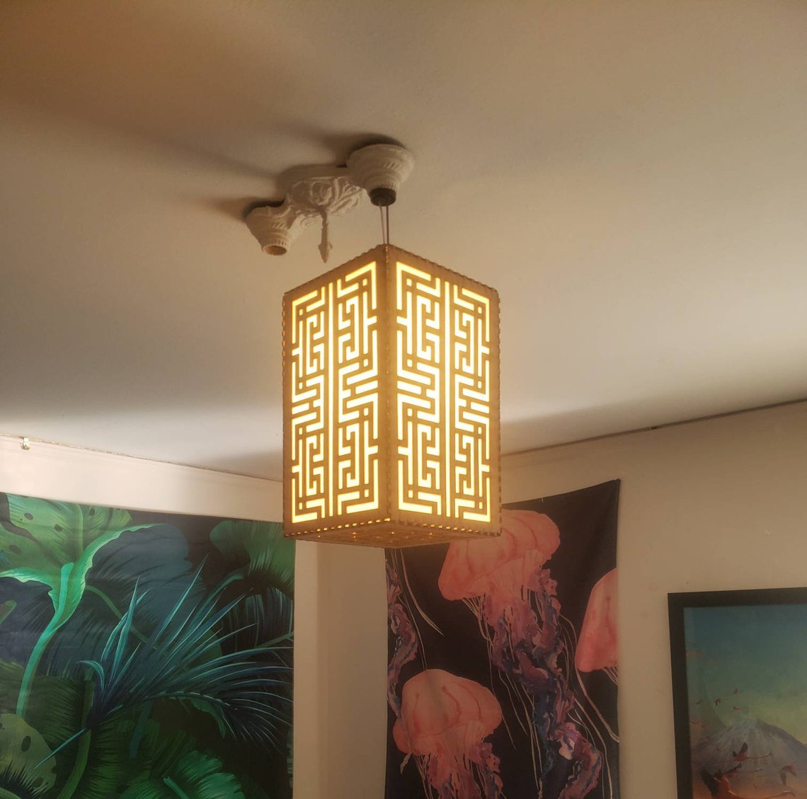 Wood Lantern Ceiling Light Maze - Etsy