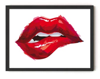 Red Lips Art | Etsy