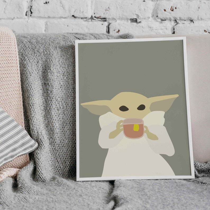 Baby Yoda Grogu Tea Meme Art Print - Etsy