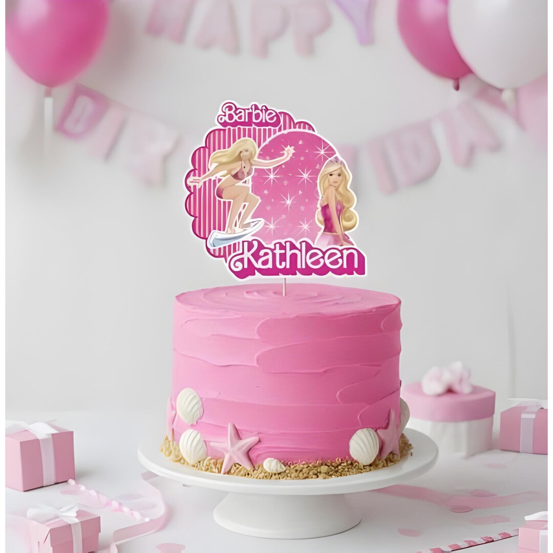 Personalized Barbie Cake Topper | Pink Birthday Party Decoration - Etsy