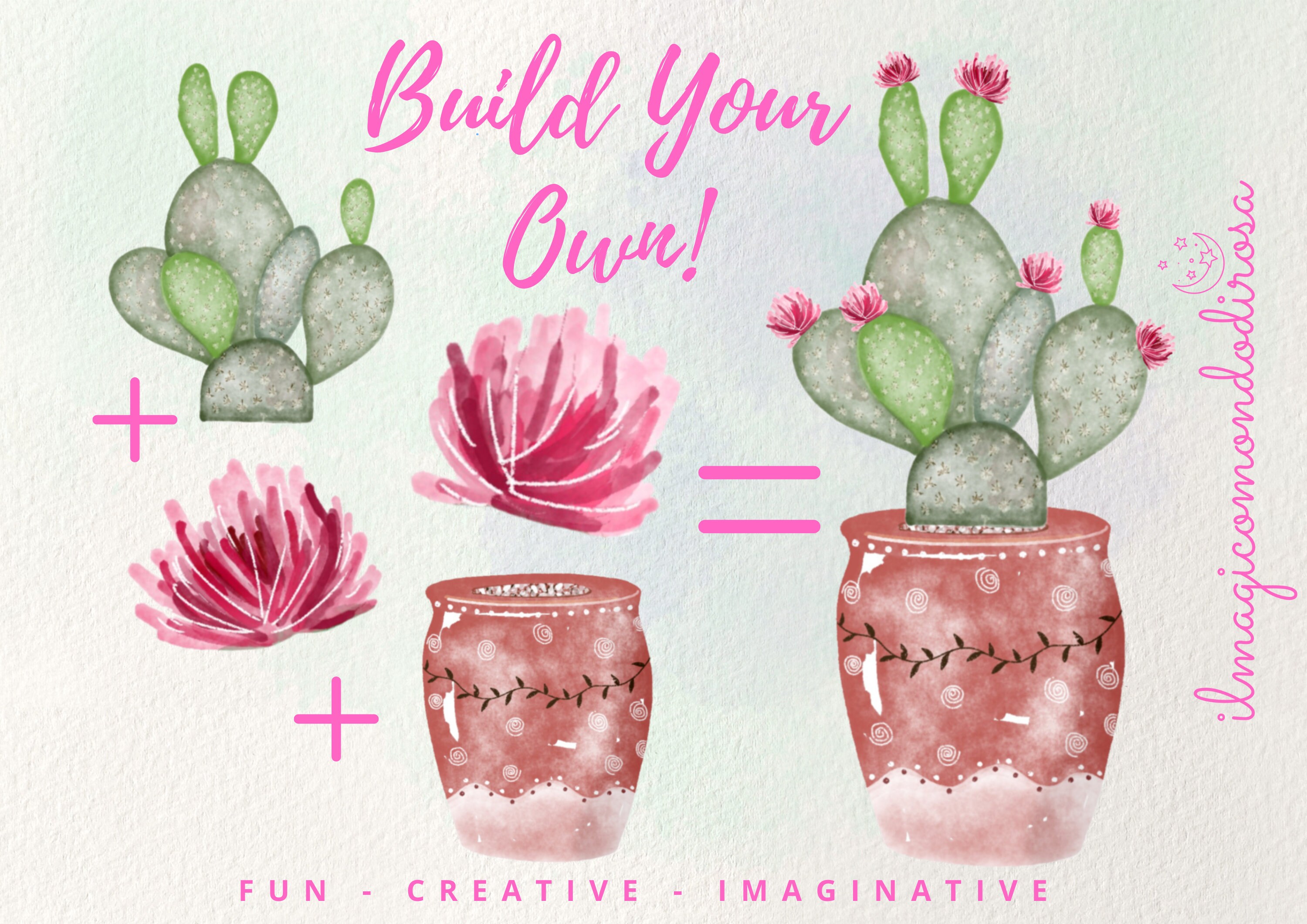 77 Watercolor Cactus Clipart, Build Your Own Cactus, Downloadable ...