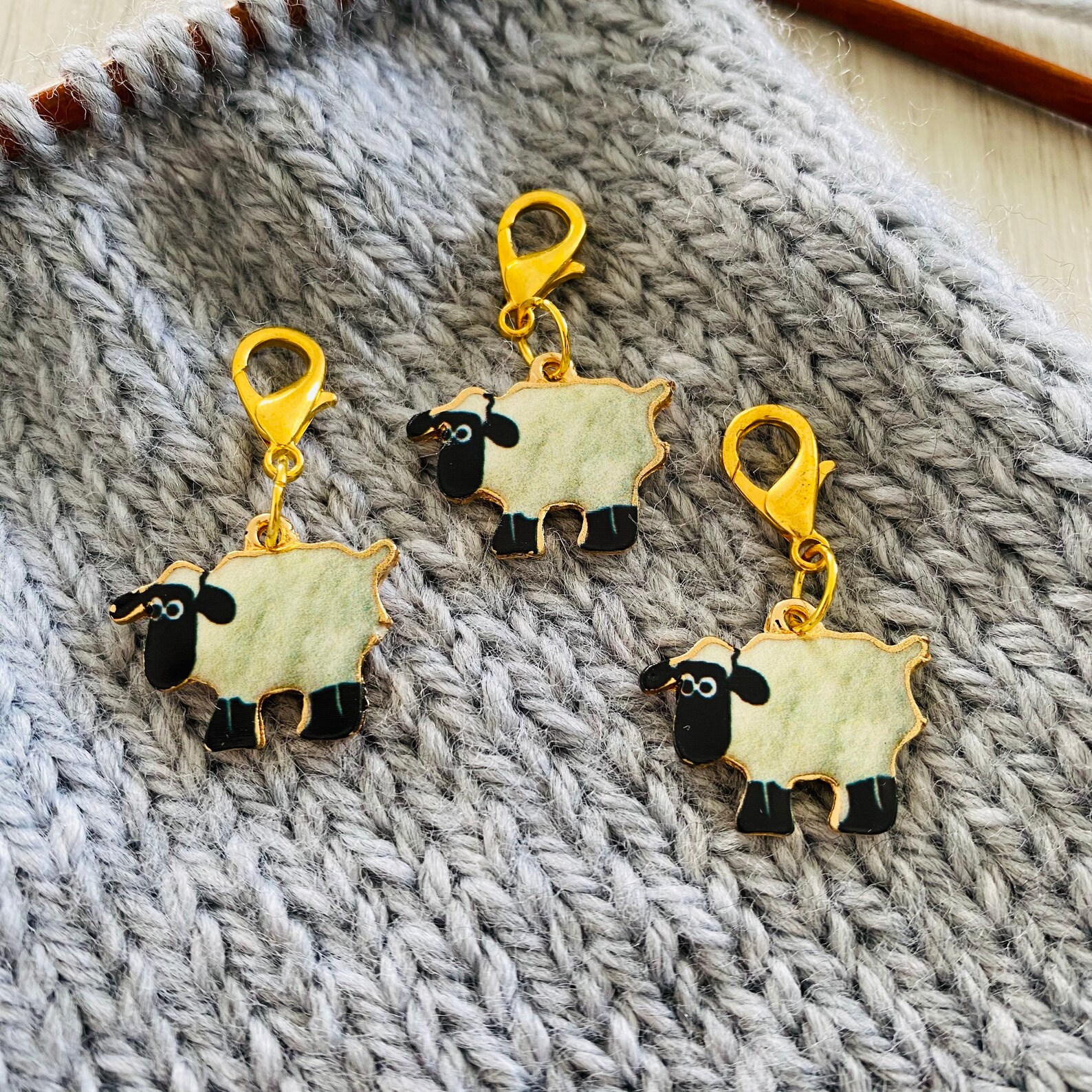 Counting Sheep, Set of 3 Sheep Stitch Markers for Knitting or Crochet ...