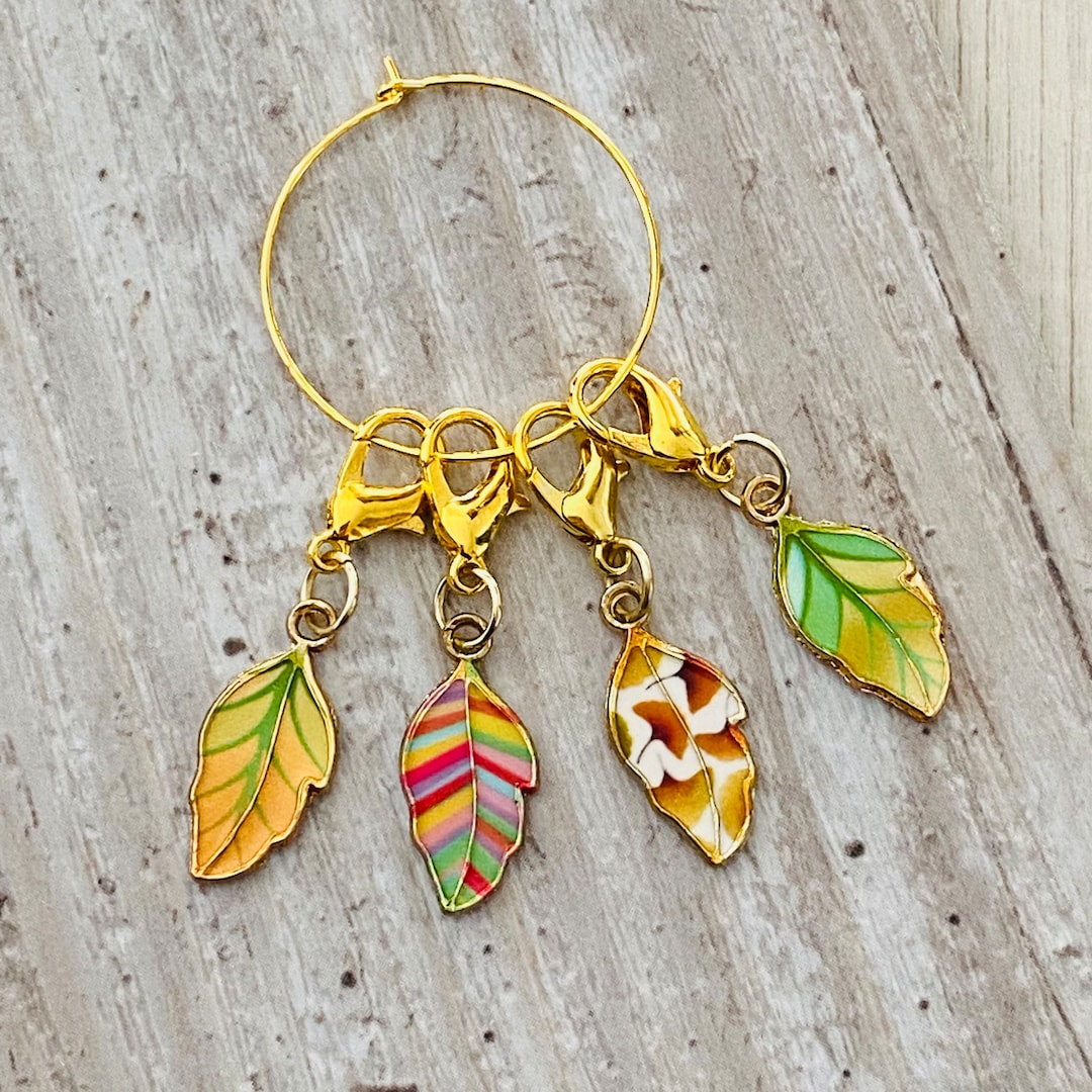 Spring Leaves Stitch Marker Set, Choice of Fitting Style and Size ...