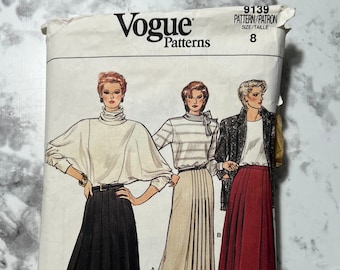 80s Very Easy Misses' Skirt Pattern, Flared High Waisted Midi Length ...