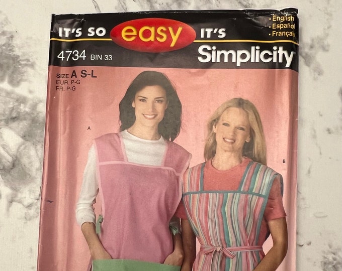 Early 2000s Easy Misses Aprons Pattern, Simple to Sew Square Neck Smock ...