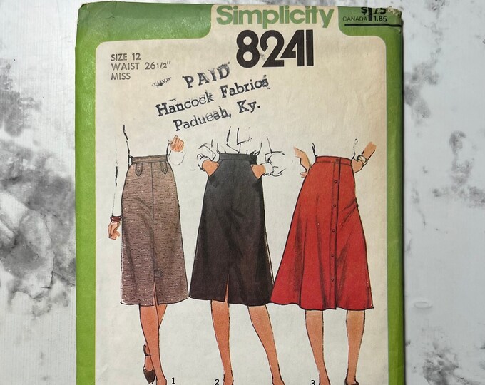 70s Misses Set of Skirts Pattern, High Waisted Flared Knee Length Skirt ...