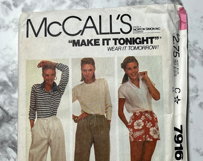 80s "make It Tonight" Misses Pants or Shorts Pattern, Shorts, Knee ...