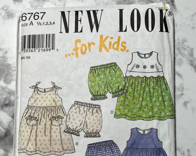 90s Baby Dress and Bloomers Pattern, 5 Sizes in 1, Sleeveless Toddler ...