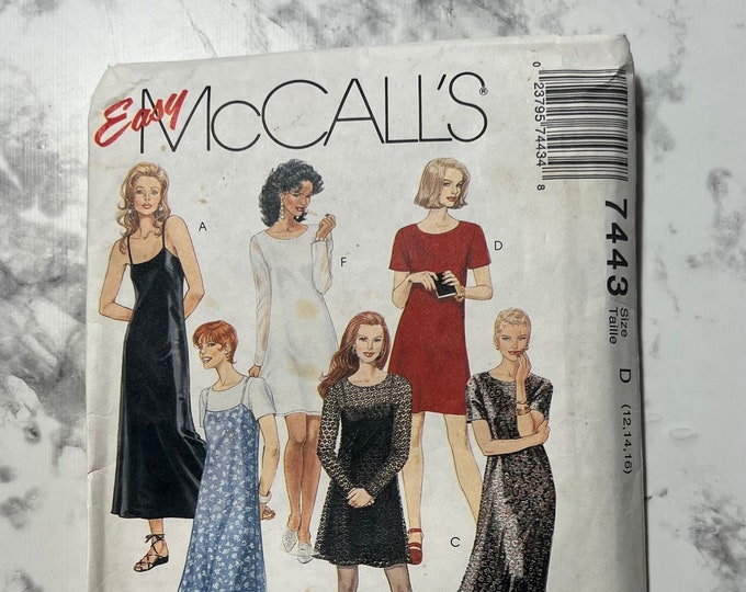 90s Easy Misses' Dress and Slip Dress Pattern 2 Lengths, Mini or Midi ...