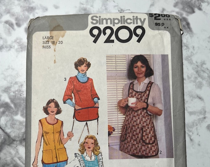 70s Misses Set of Aprons Pattern, Sleeveless or 3 Quarter Sleeve Smock ...