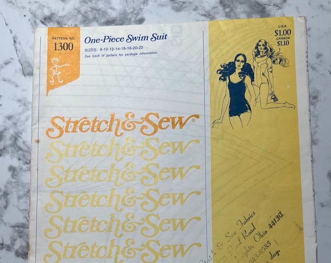 70s One Piece Swim Suit Pattern, Swimsuit Pattern With Round Neck and ...