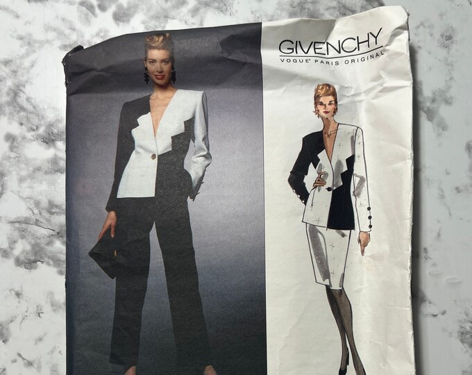 90s Givenchy Misses Jacket, Skirt, and Pants Pattern, Colorblock Pants ...