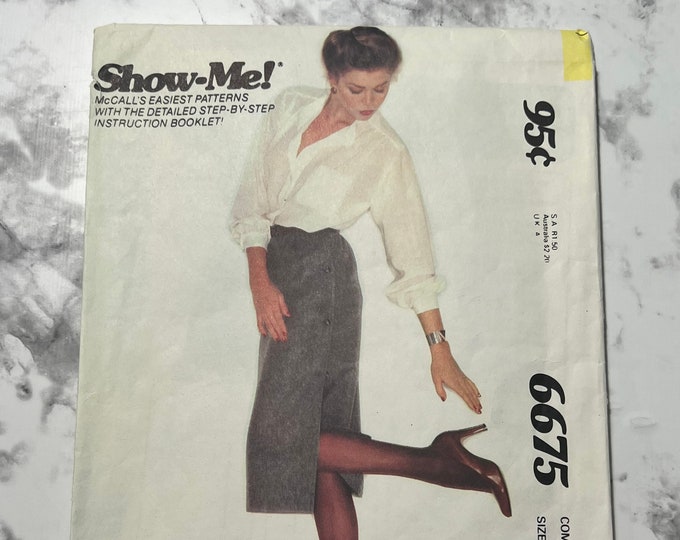 70s "show Me" Easy Skirt Pattern, Side Buttoned Straight Skirt Pattern ...