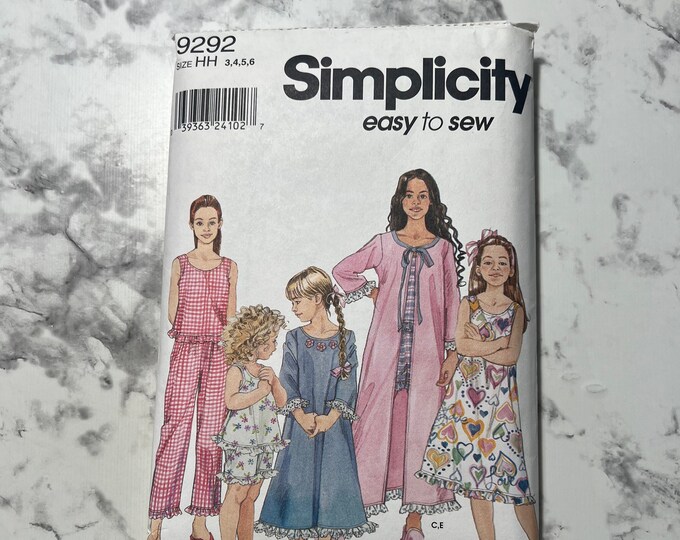 Early 2000s Easy to Sew Child's and Girls' Sleepwear Pattern, Kids ...