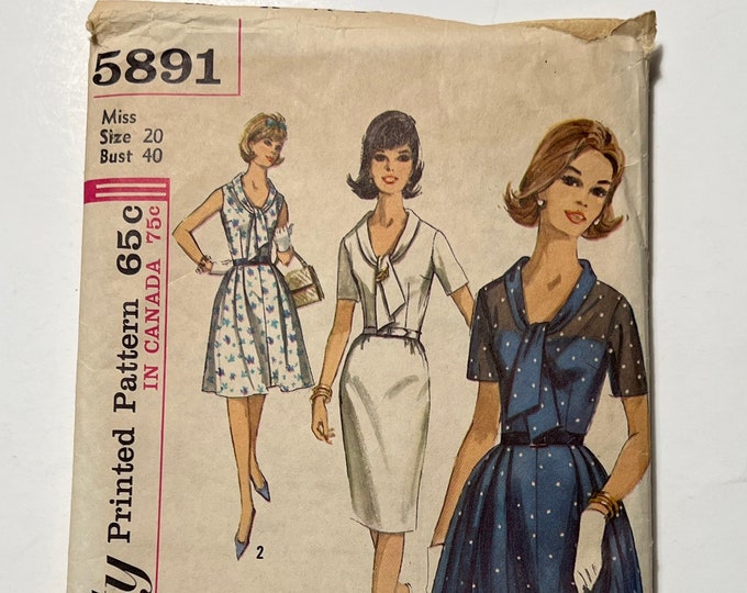 60s Misses and Women's One Piece Dress Pattern With 2 Skirts, Dress ...