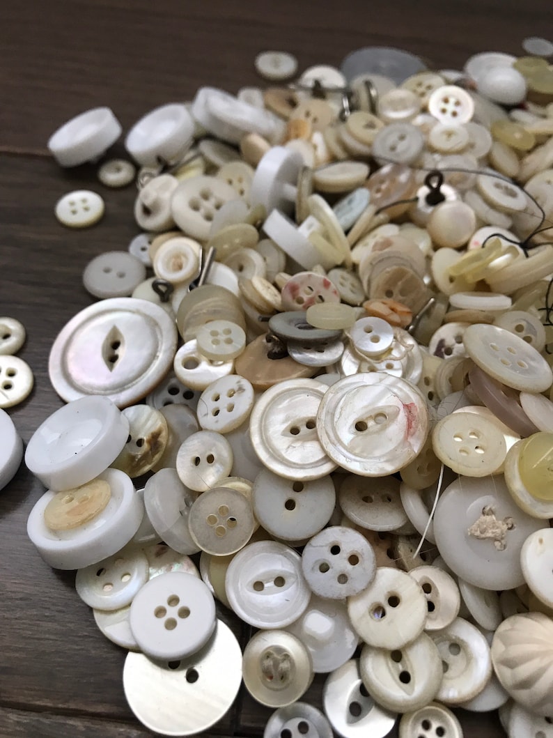 Mystery Box of Vintage White Buttons, Large Lot of White, Cream, or ...