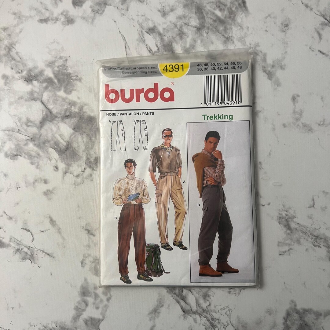 90s Men's Pants Pattern, Loose Fitting Men's Cargo Style Pants Pattern ...