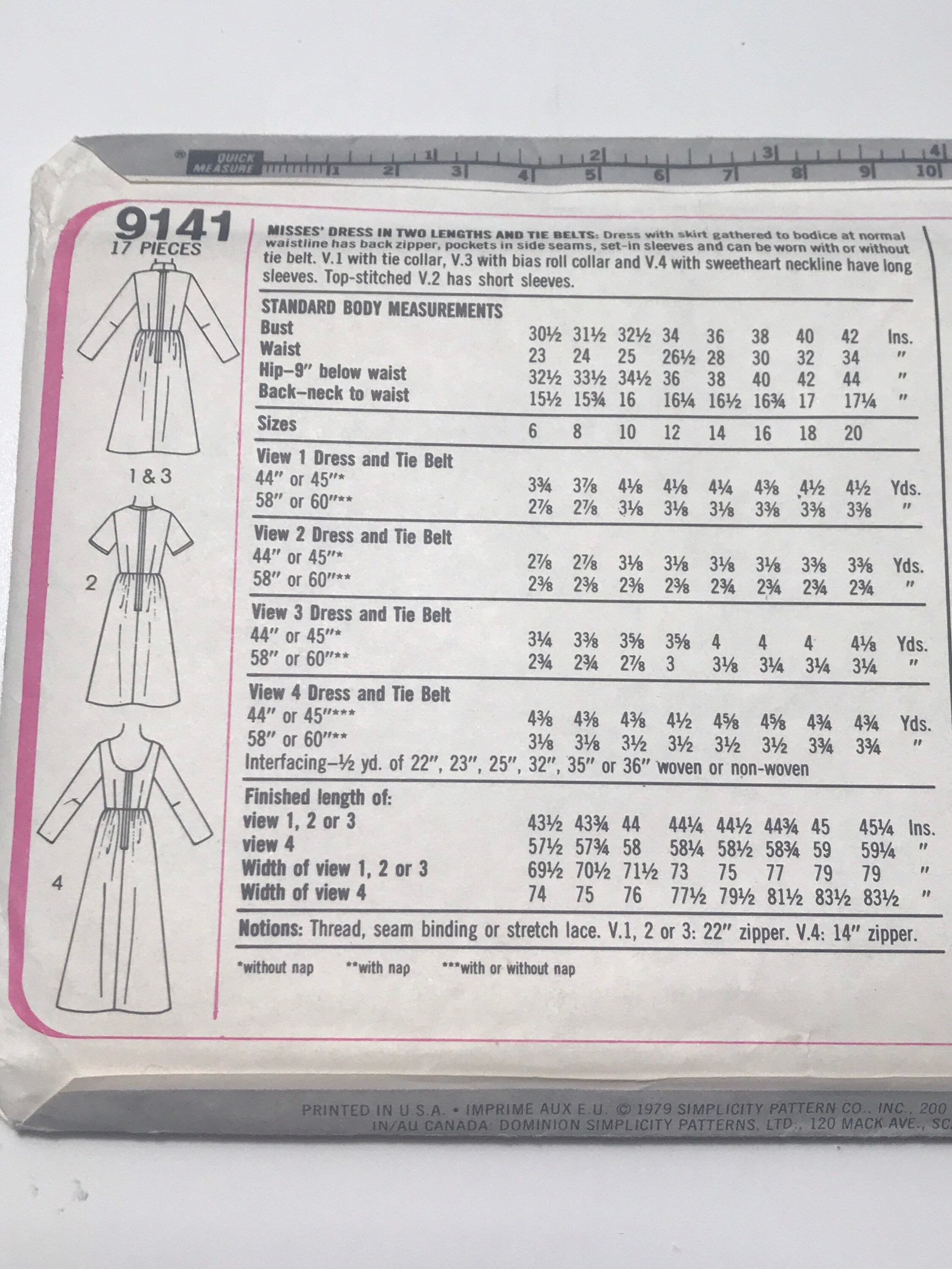 70s Misses Dress Pattern in 2 Lengths and Tie Belts, Long Sleeve Knee ...