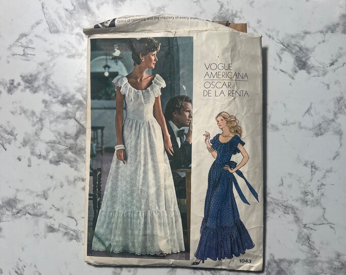 70s Vogue Americana Oscar De La Renta Misses' Evening Dress Pattern ...