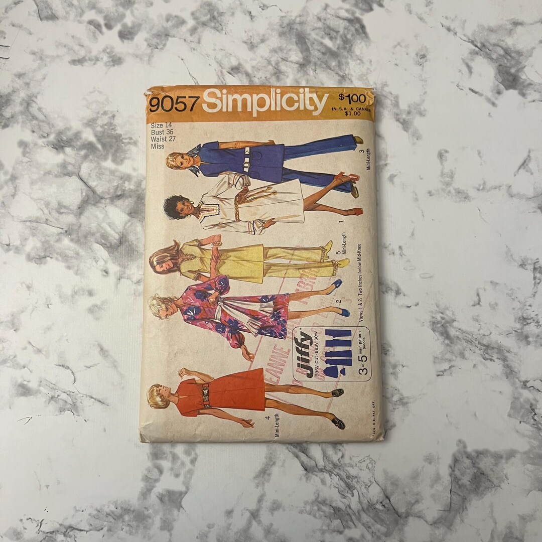 70s Simple to Sew Misses' Jiffy Dress in 2 Lengths and Pants Pattern ...
