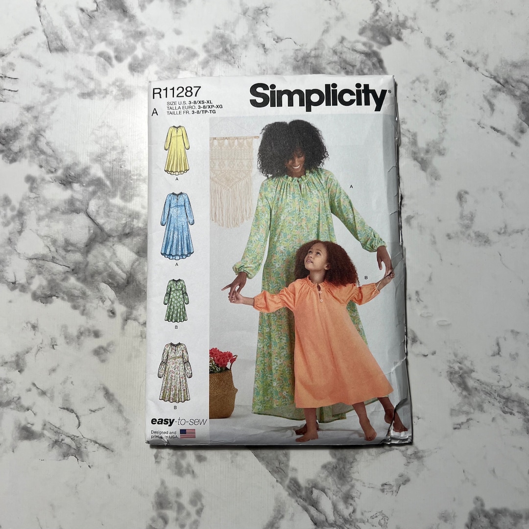 Easy to Sew Child's and Misses' Lounge Dress Pattern, Long Sleeve Mommy and Me Dress Pattern ...