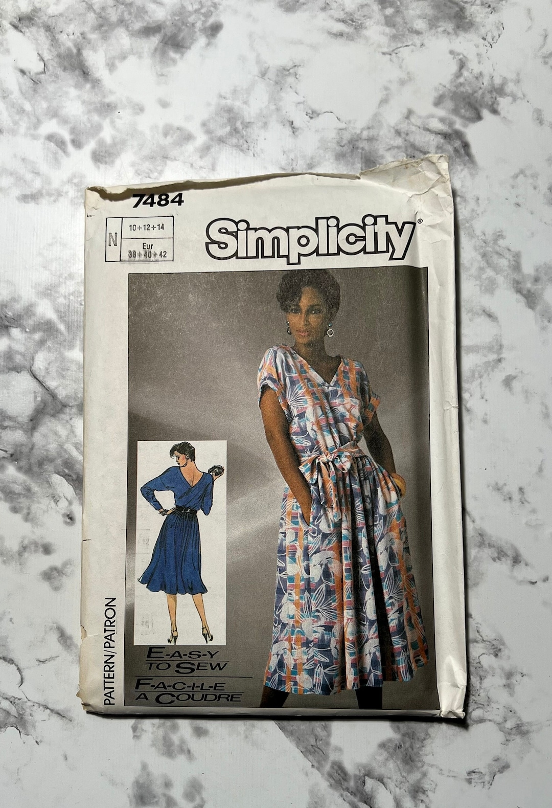 80s Misses Easy to Sew Pullover Dress Pattern, Simple to Sew Long or ...