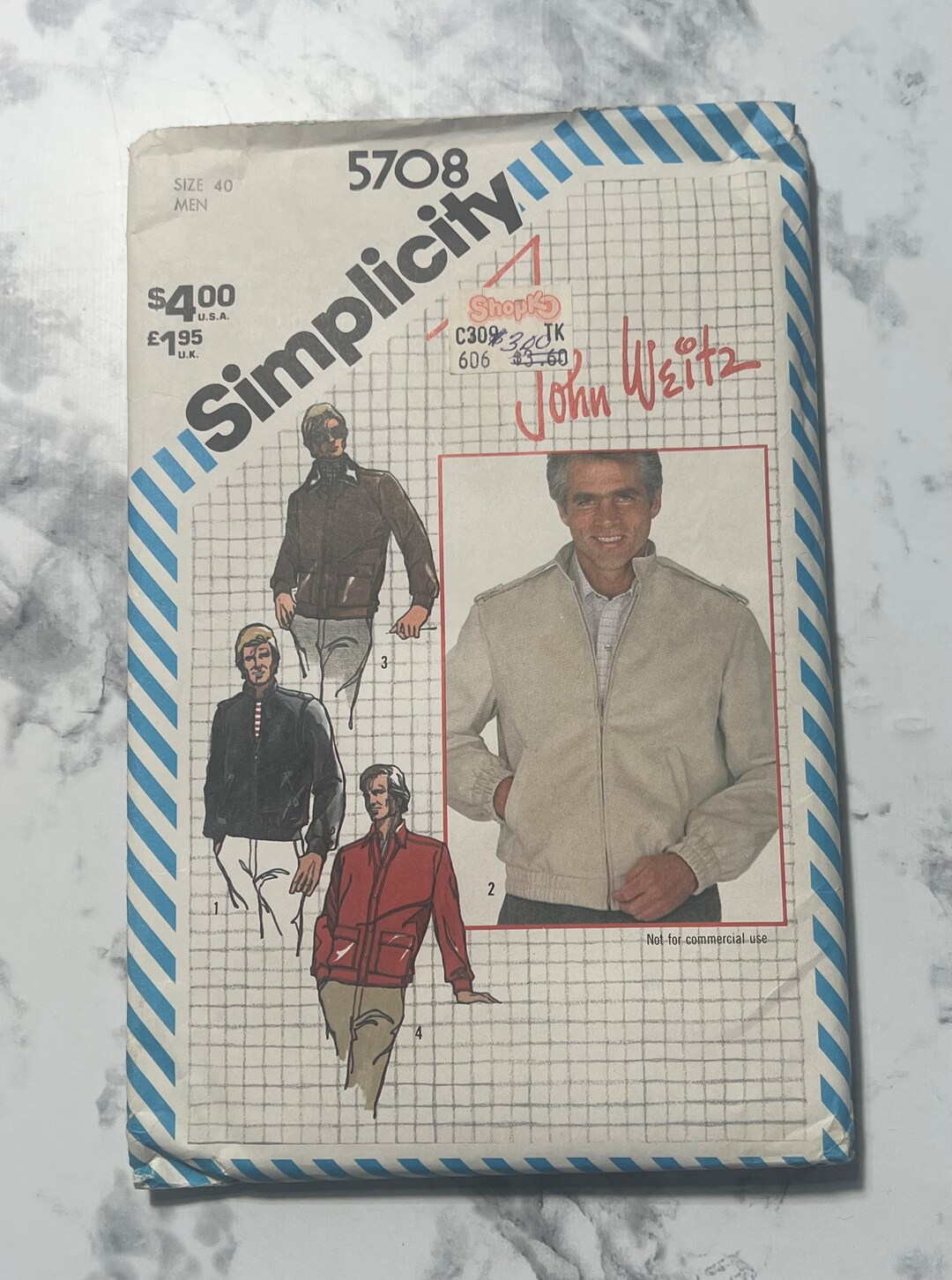 80s Men's Lined and Unlined Jacket Pattern, John Weitz, Zip Front Coat ...