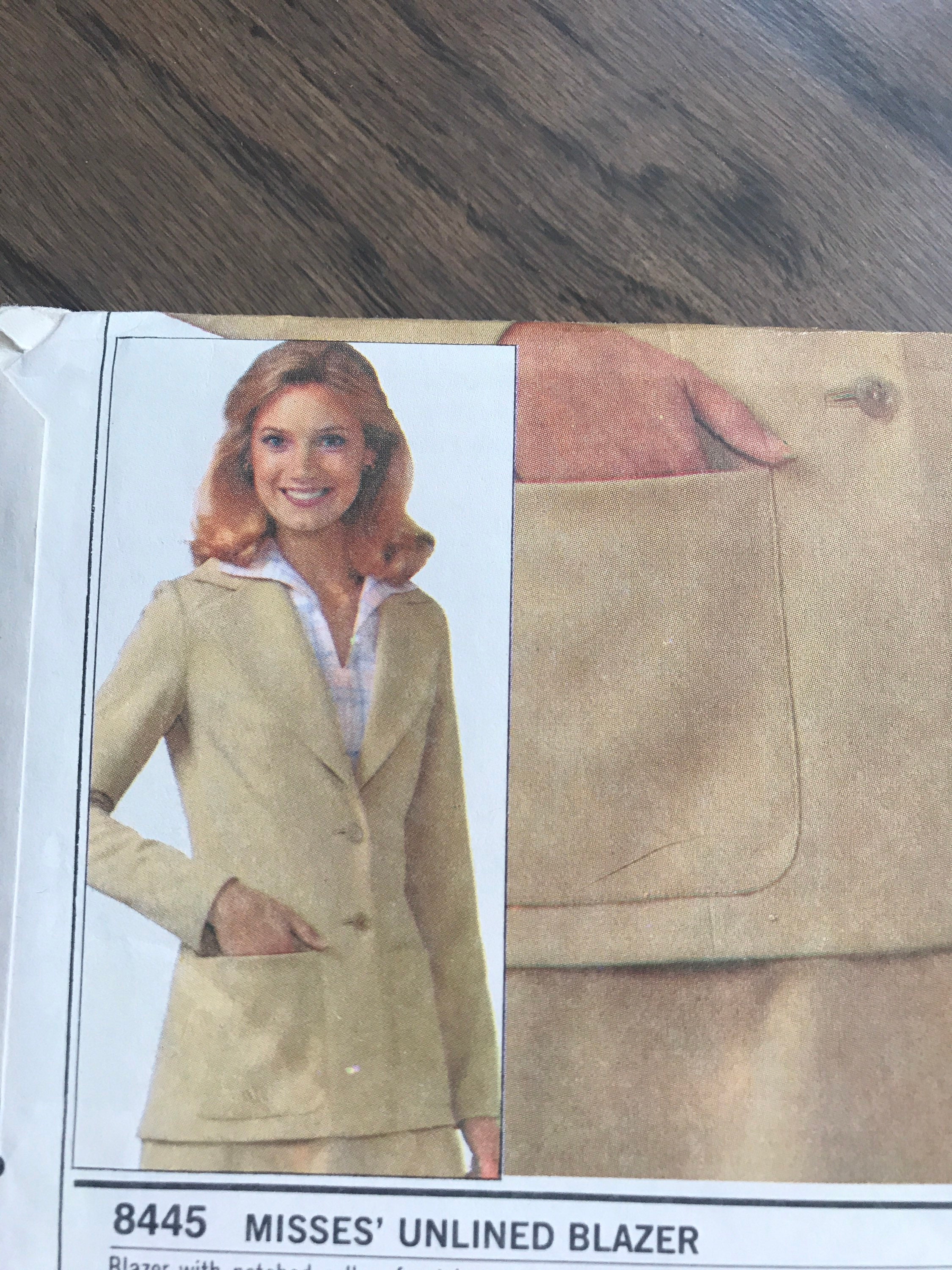70s Extra Sure Pattern, Misses' Unlined Blazer Pattern, Button Front ...