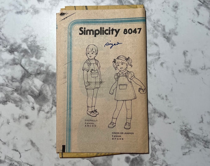 70s Toddler's Back Wrap Dress or Jumper and Overalls Pattern, Unisex ...
