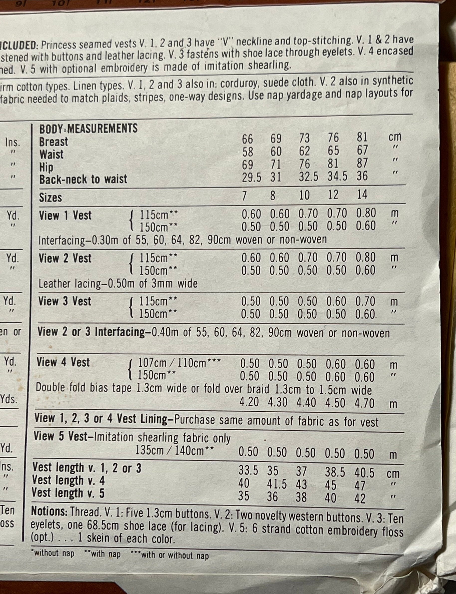 80s Girls Set of Lined and Unlined Vests Pattern, With Embroidery ...