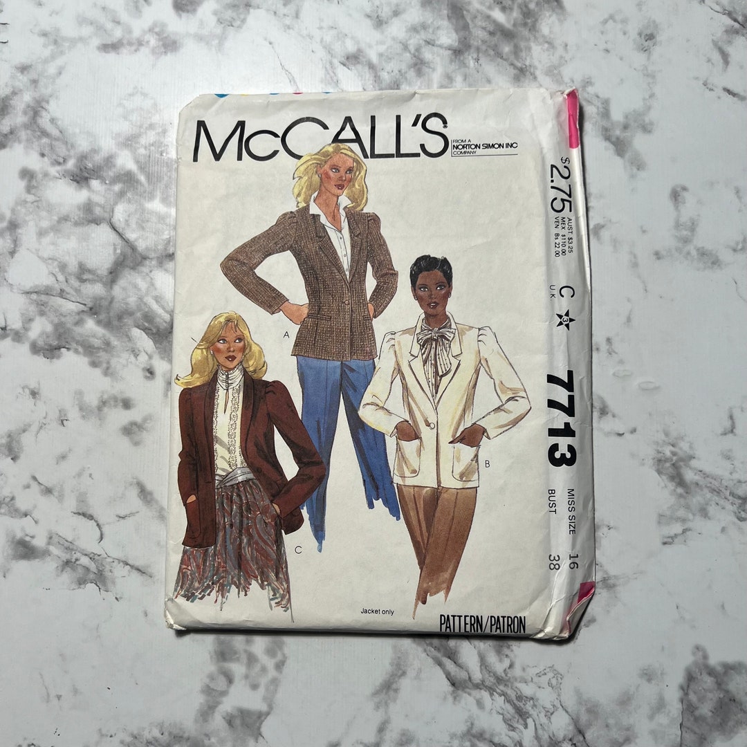 80s Misses' Jacket Pattern, Collared Women's Blazer Pattern, Suit ...