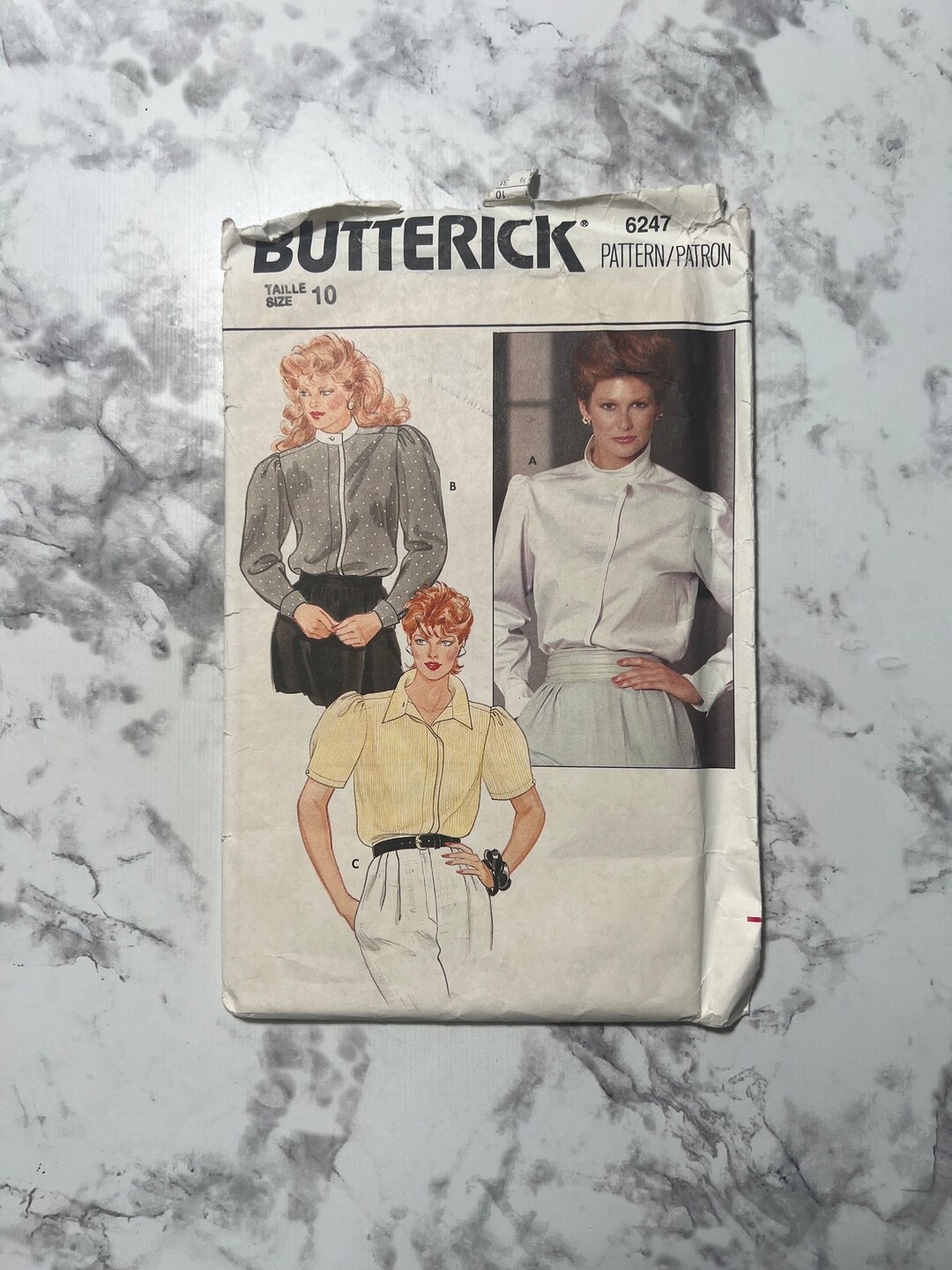 80s Misses Blouse Pattern, Loose Fitting Long or Short Sleeve Collared ...