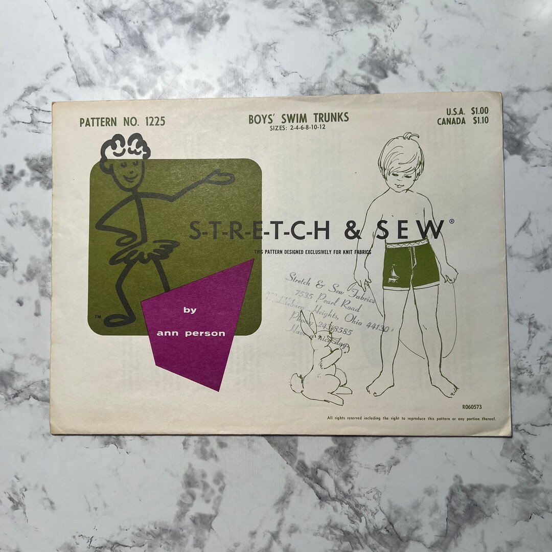 60s Boys' Swim Trunks Pattern, Short Children's Bathing Suit Pattern ...