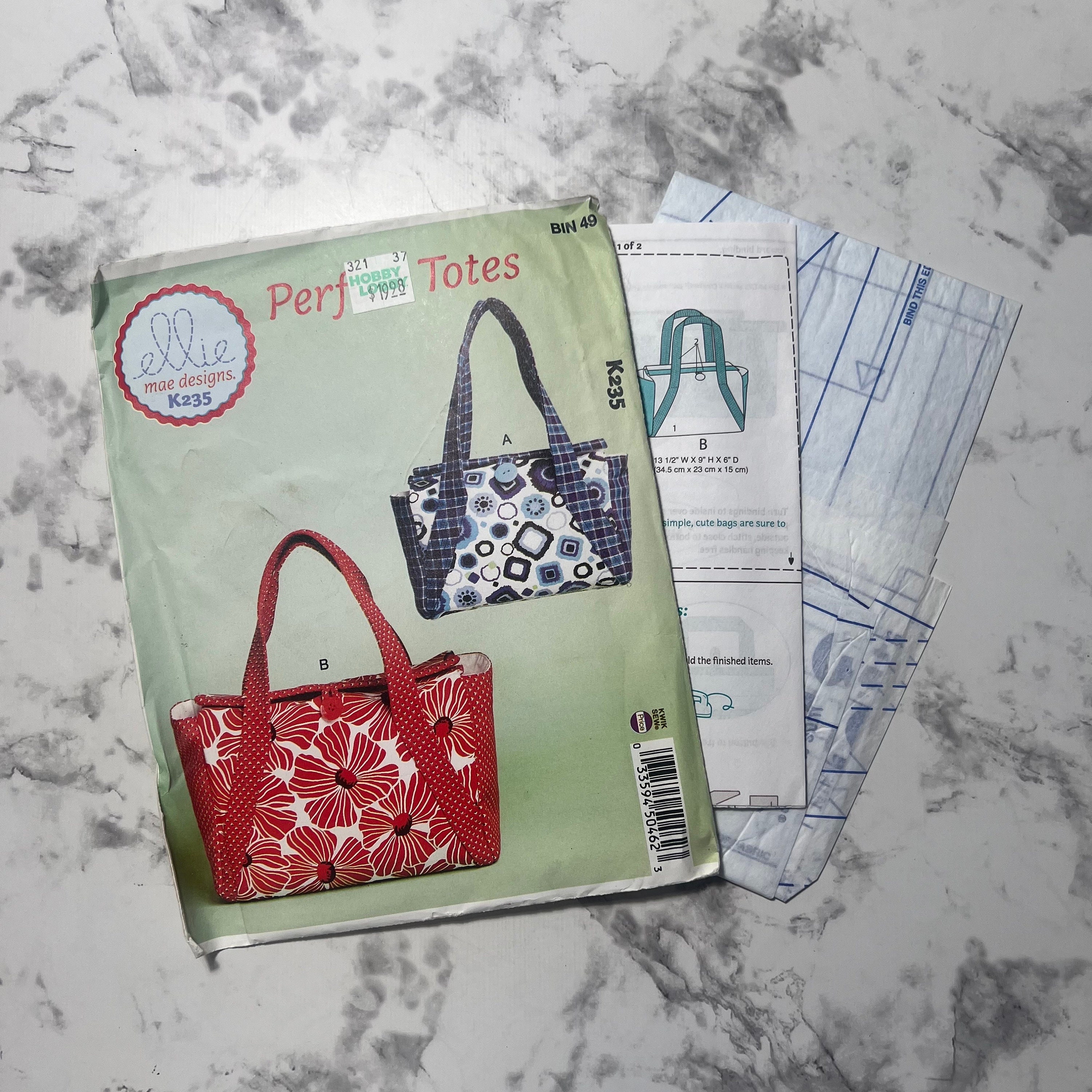Ellie Mae Designs Perfect Tote Bags Pattern, Shoulder Bag Purse Pattern ...