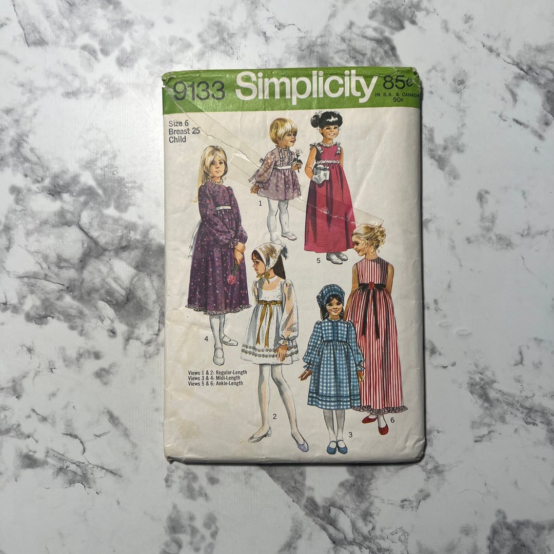 70s Childs' and Girls' Dress in 3 Lengths and Scarf Pattern, Long ...