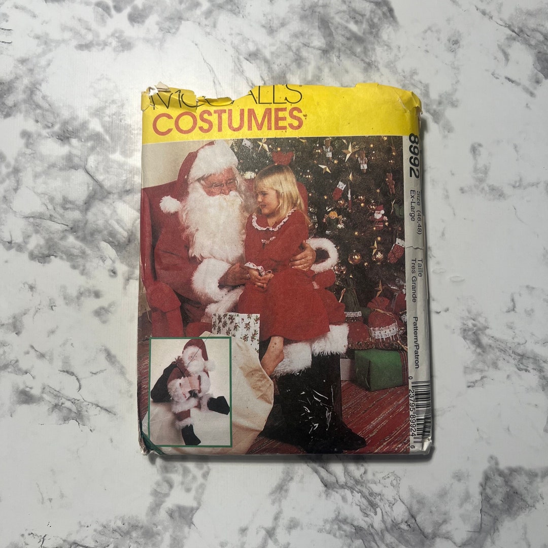90s Santa Claus Costume, Bag, and Doll Pattern, Christmas Costume ...