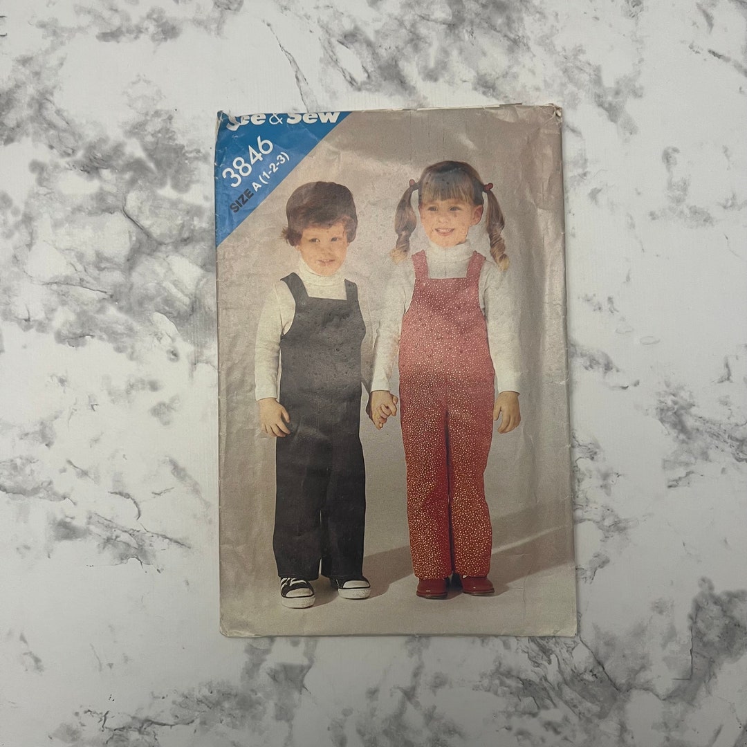 80s Toddlers' Overalls Pattern, Unisex Straight Leg Children's Bib ...