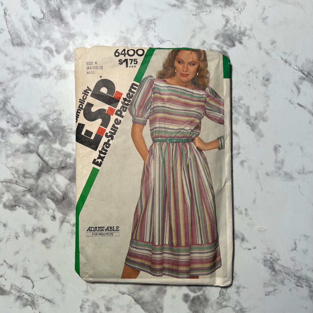 80s Extra Sure Pattern, Misses' Dress Pattern, Short Sleeve Dress With ...
