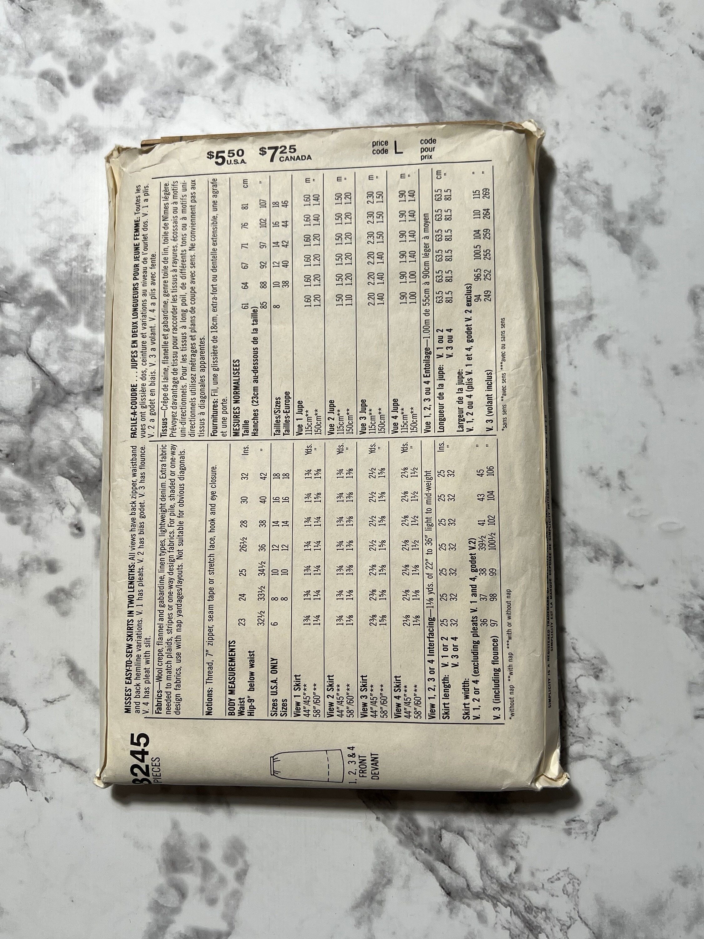 80s Misses Easy to Sew Skirts Pattern in 2 Lengths, Knee or Midi Length ...