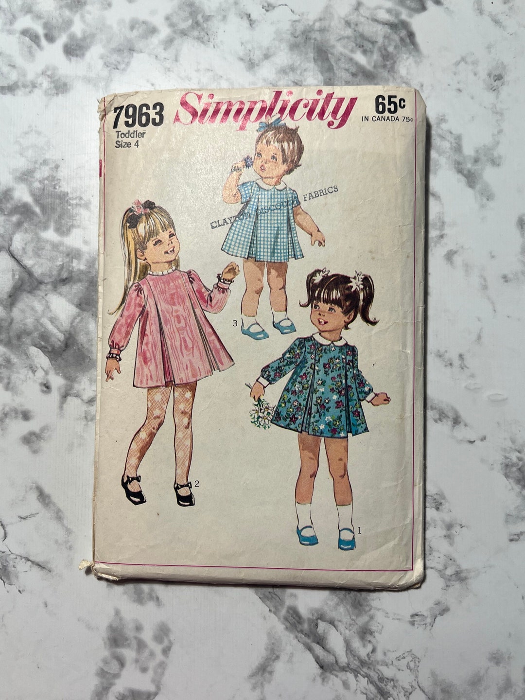 60s Toddler's Dress Pattern, Simplicity 7963, Girl's Long or Short ...