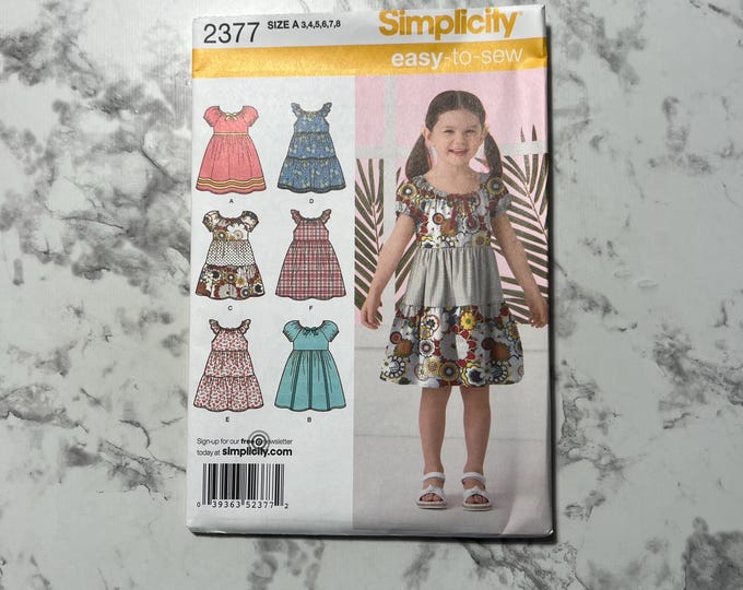 Easy to Sew Child's Dresses Pattern, Simple Sleeveless or Short Sleeve ...