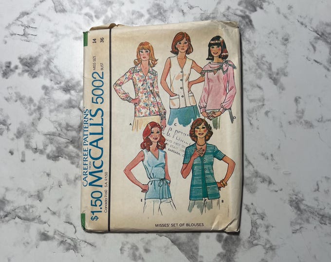 70s Misses' Set of Blouses Pattern, Sleeveless, Long or Short Sleeve ...