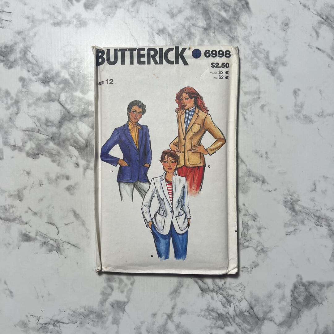 80s Misses' Blazer Pattern, Fitted Suit Jacket Pattern With Patch ...