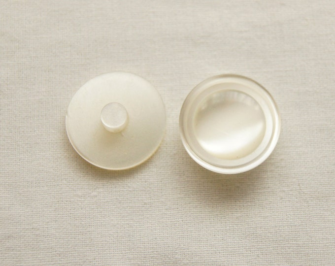 Vintage Round White Shiny Plastic Buttons, Set of 2 Small/medium Round ...